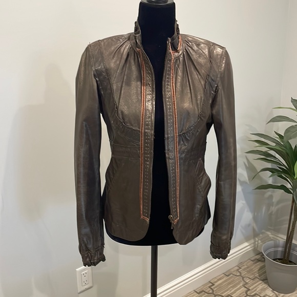 June | Jackets & Coats | Brown Leather Jacket With Silk Lining | Poshmark